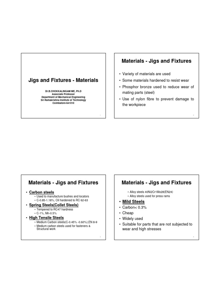 Materials Jigs Fixtures | PDF | Steel | Alloy