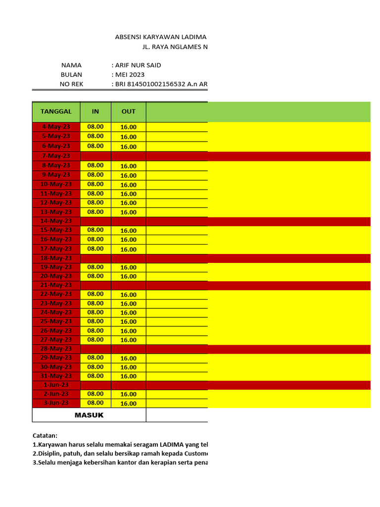 ABSEN ARIF NS Mei 2023 | PDF