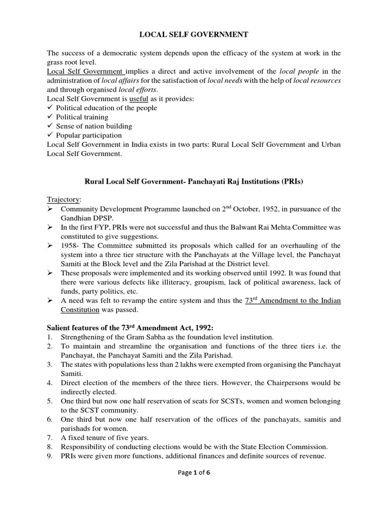 Local Self Government | PDF Local Self Government | PDF