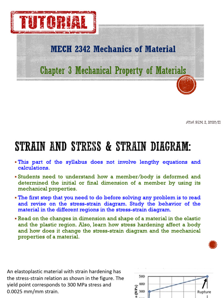 [Tutorial] Chapter 3 Mechanical Property of Material | PDF | Deformation (Engineering ...