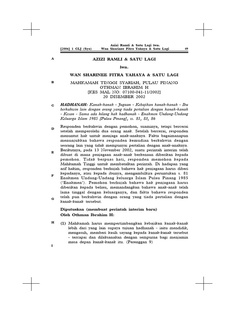 Azizi Ramli & Kiah Binti Man V Wan Sharinee Fitra & Zainab Hashim | PDF