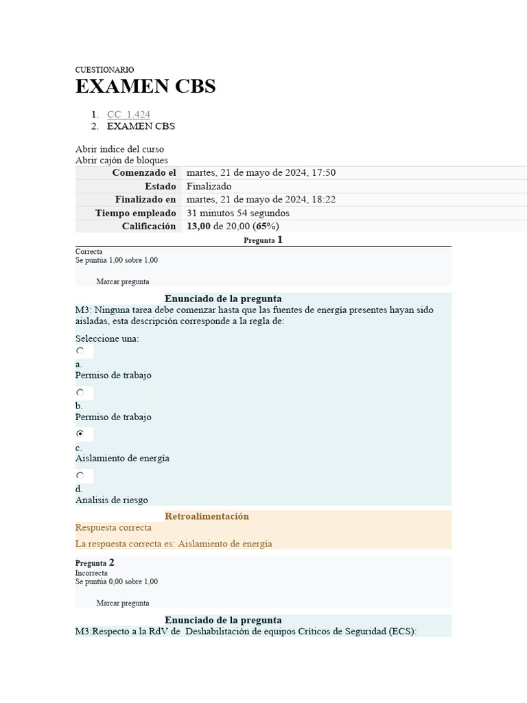 Examen Final Cbs - 01 | PDF | Riesgo