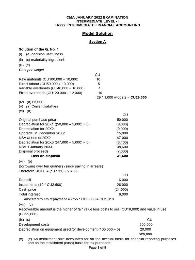 FR222.-IFA-IL-I-Solution-CMA-January-2022-Examination | PDF | Expense | Deferred Tax