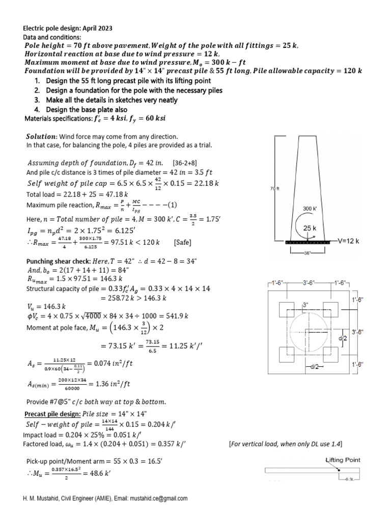 Electric Pole With Pile Foundation | PDF | Civil Engineering