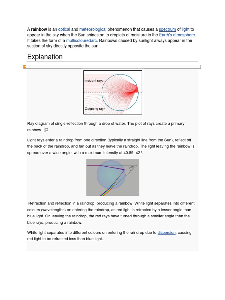 Understanding Rainbow Formation | PDF | Rainbow | Refraction