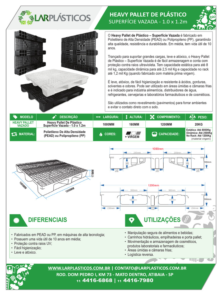 Heavy Pallet de Plástico Vazado | PDF | Plástico | Polietileno