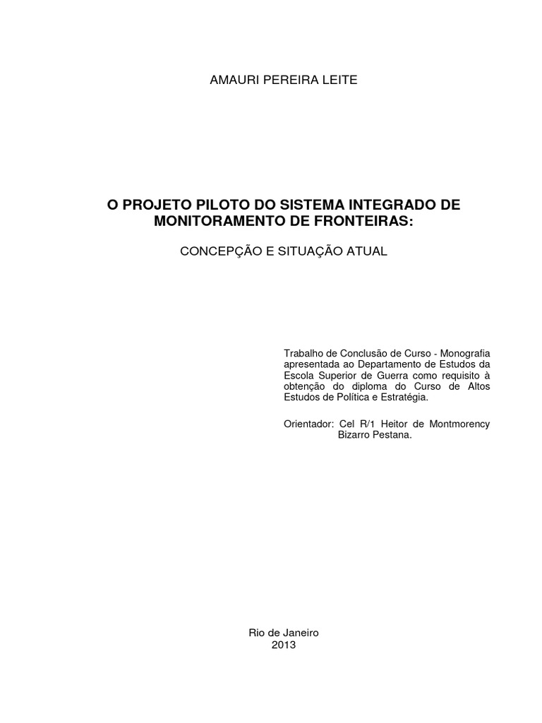 Amauri Pereira Leite - O Projeto Piloto Do Sistema Integrado | PDF | Fronteira México-Estados ...