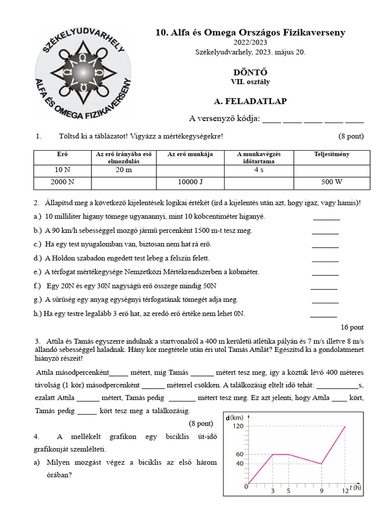 2023 DONTO A. Feladatlap 7.oszt | PDF