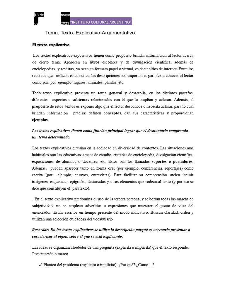 Textos Explicativo y Argumentativo | PDF | Metáfora | Argumento