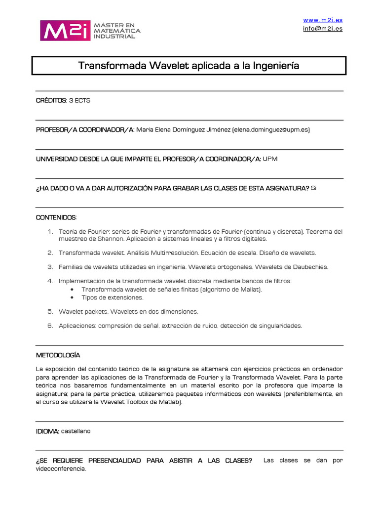 6.transformada Wavelet Aplicada A La Ingeniería | PDF | Wavelet | Software