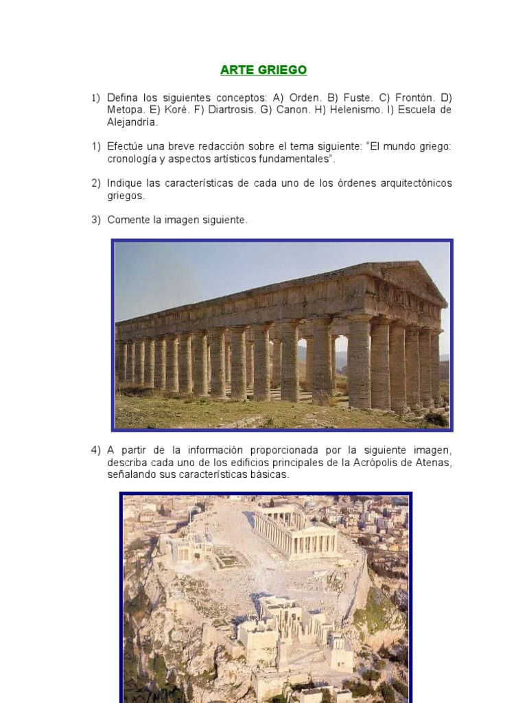 Ejercicios Arte Griego | PDF