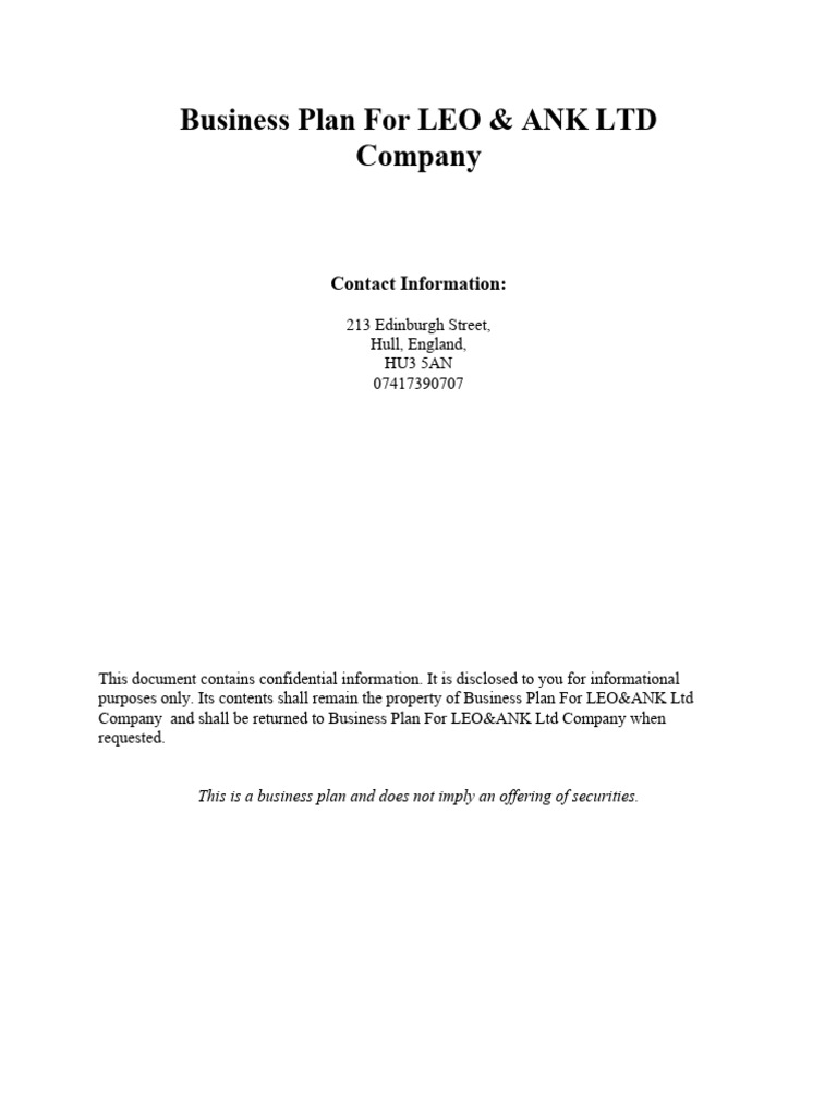 LEO & ANK LTD-Business-Plan-Logistics-Company | PDF | Marketing | Logistics