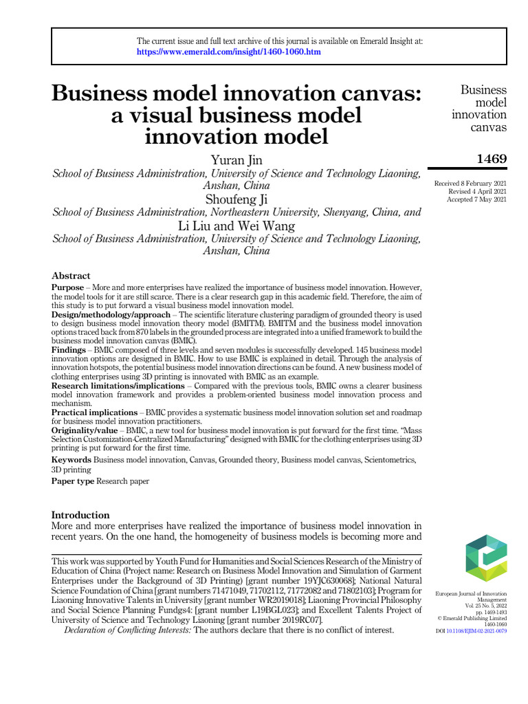 Visual Business Model Innovation Canvas | PDF | Business Model | Innovation