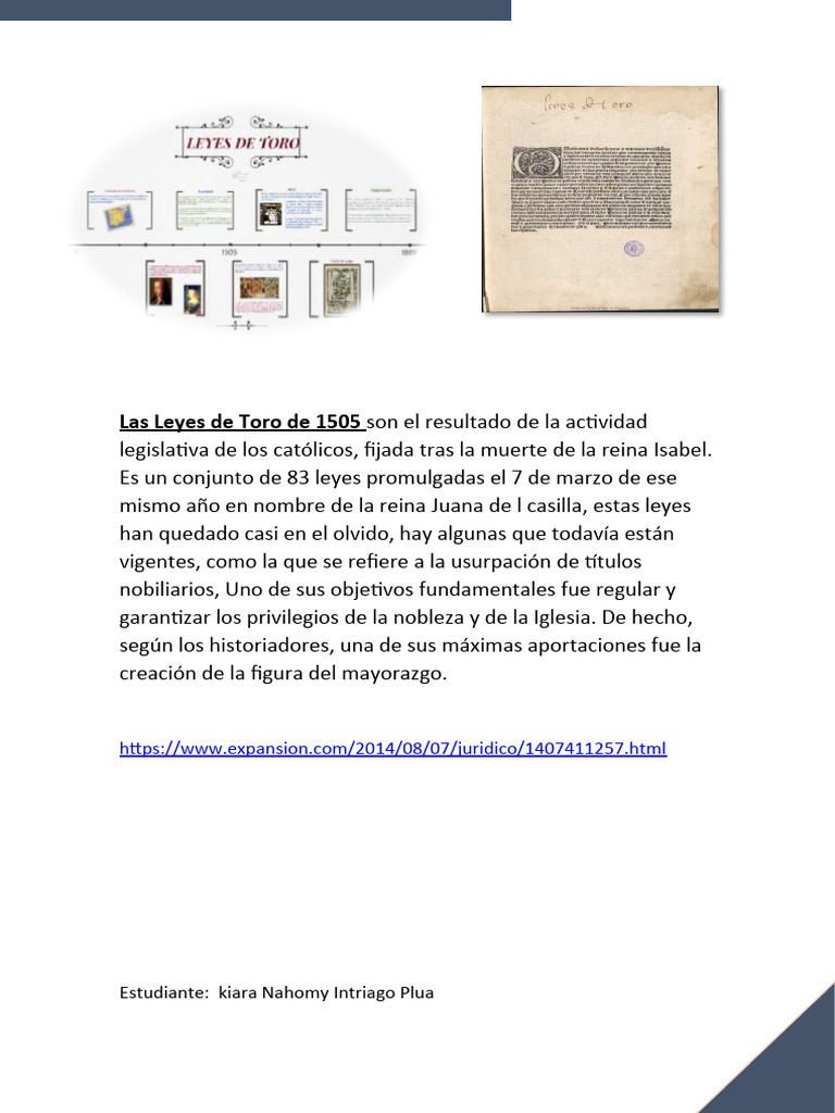 Las Leyes de Toro de 1505 | PDF | Viajes y turismo | Historia