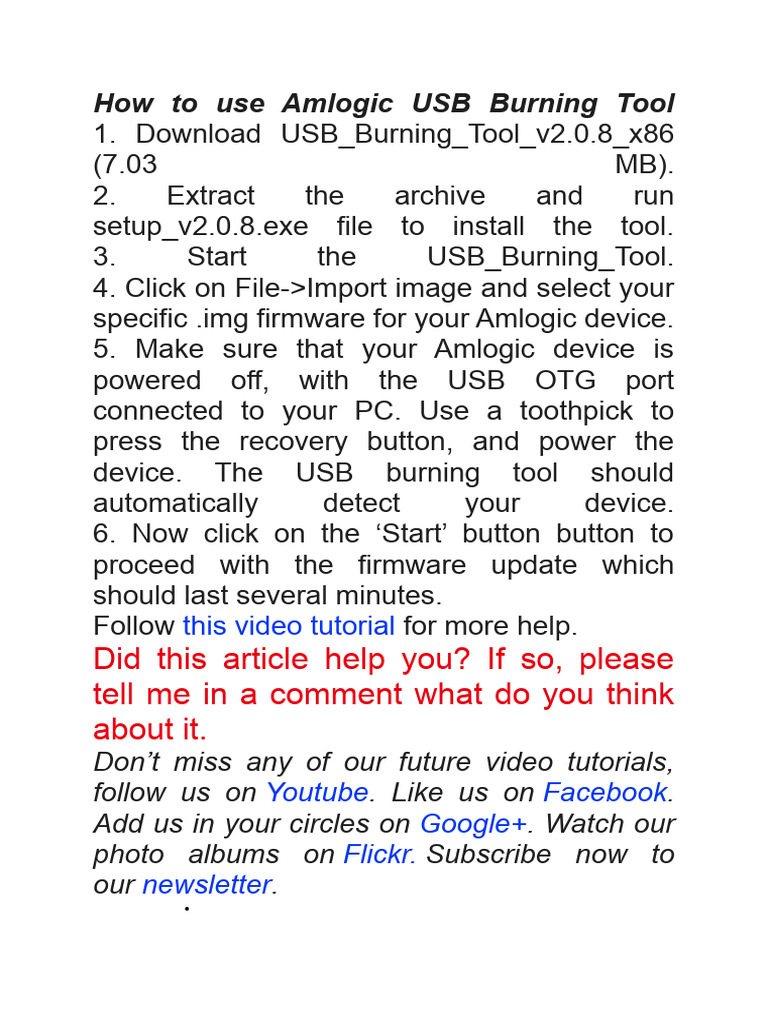 How To Use Amlogic USB Burning Tool | PDF