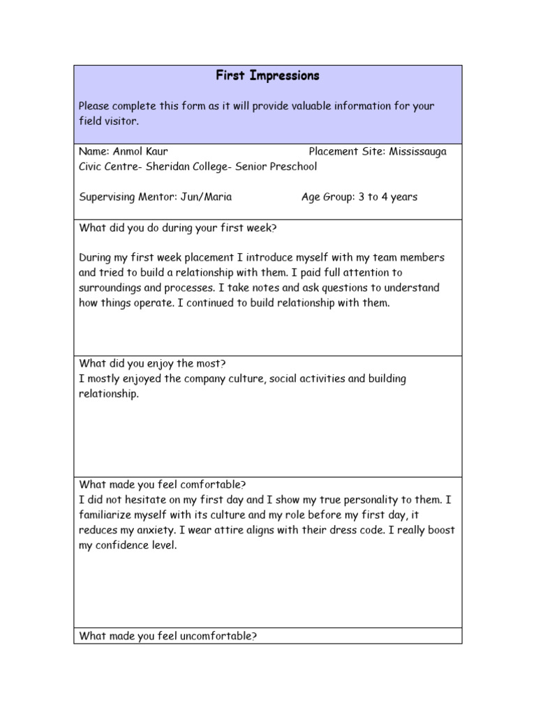 Impression Form 1 | PDF | Psychological Concepts | Social Psychology