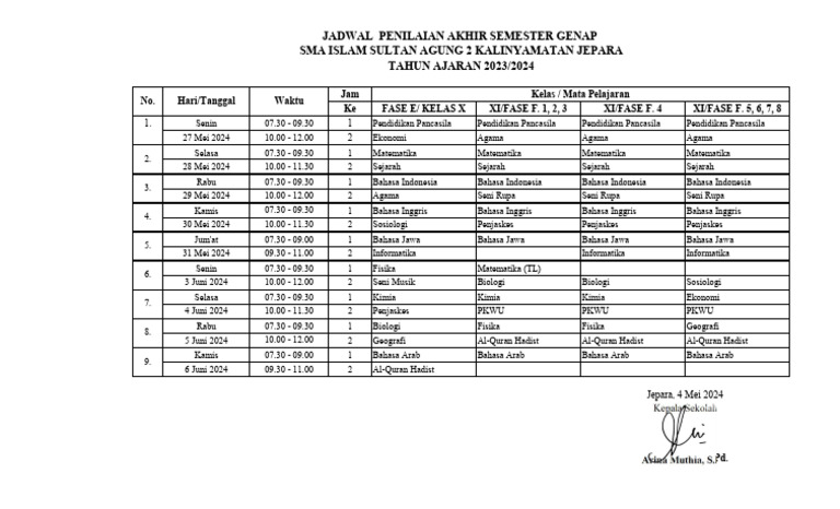 @ Jadwal Pas Genap 2024 | PDF