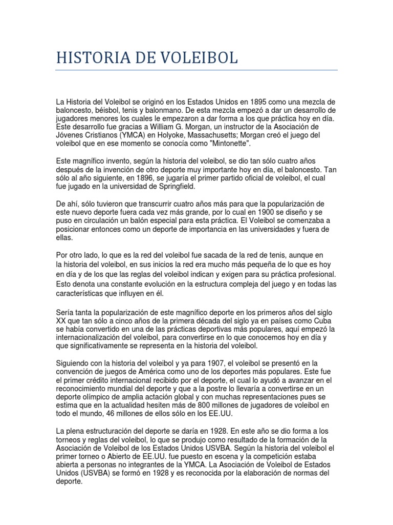 HISTORIA DE VOLEIBOL | Vóleibol | Deportes | Prueba gratuita de 30 días ...