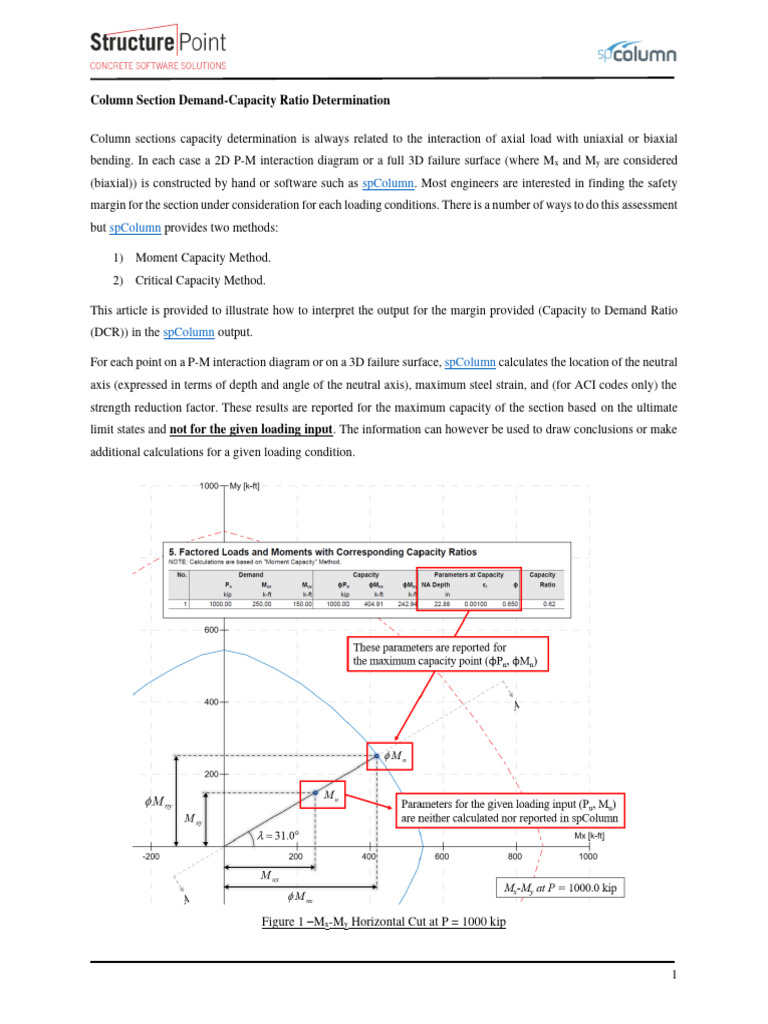 Column Section Demand Capacity Ratio Determination | PDF