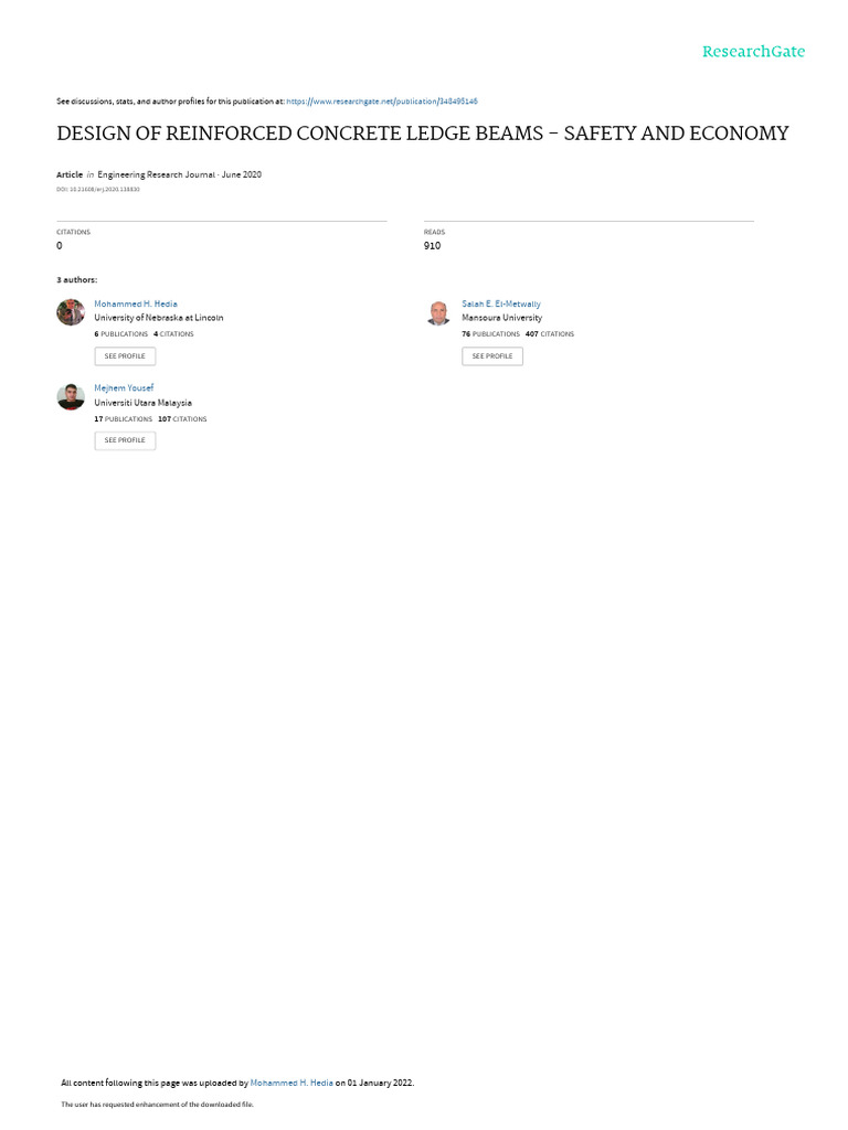 Design of Reinforced Concrete Ledge Beams - Safety and Economy ...