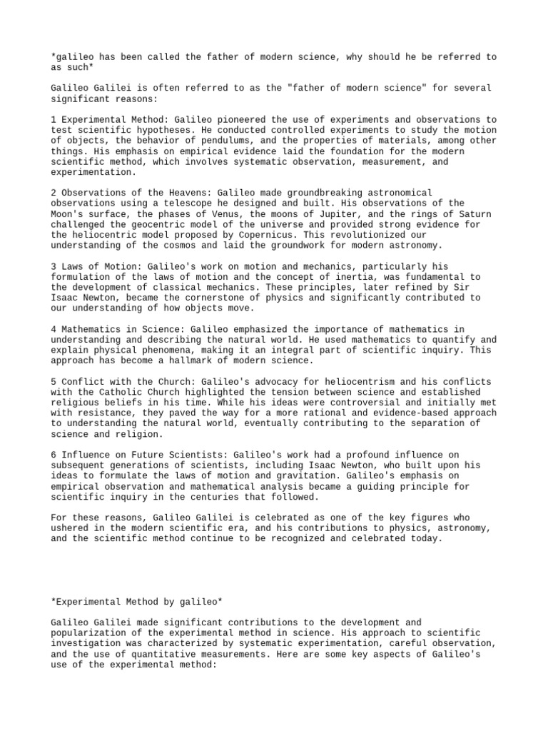 Galileo Physics Essay Resources | PDF | Galileo Galilei | Science