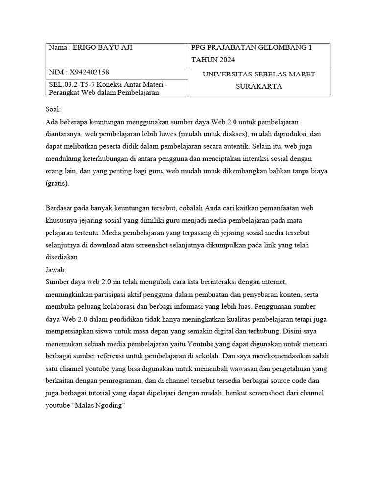 SEL.03.2-T5-7 Koneksi Antar Materi - Perangkat Web Dalam Pembelajaran | PDF