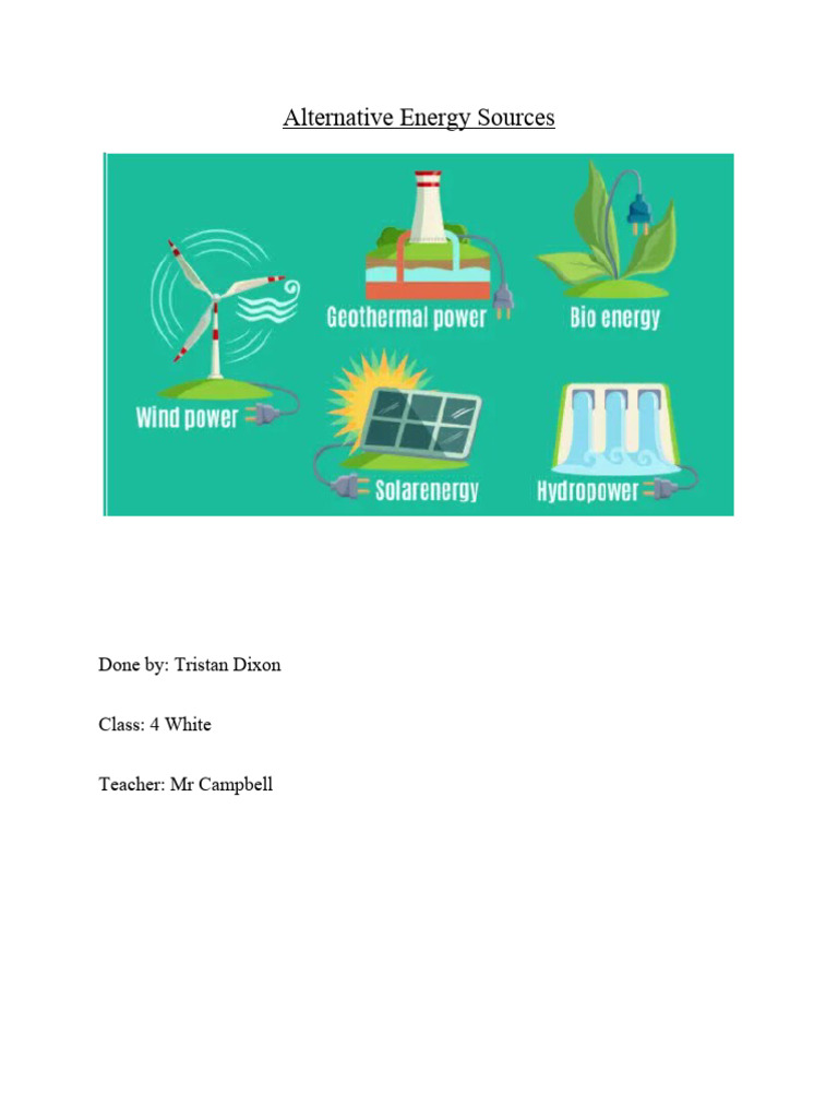 Physics Alternative Energy Sources Project | PDF | Renewable Energy ...