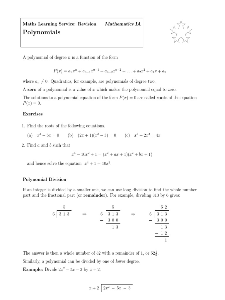 Polynomials in Maths | PDF | Factorization | Polynomial