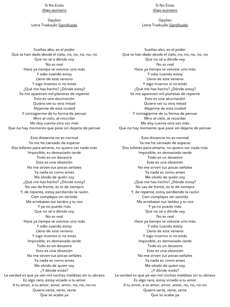 Si No Estás Iñigo Quintero Opções Letra Tradução Significado Sueñas ...