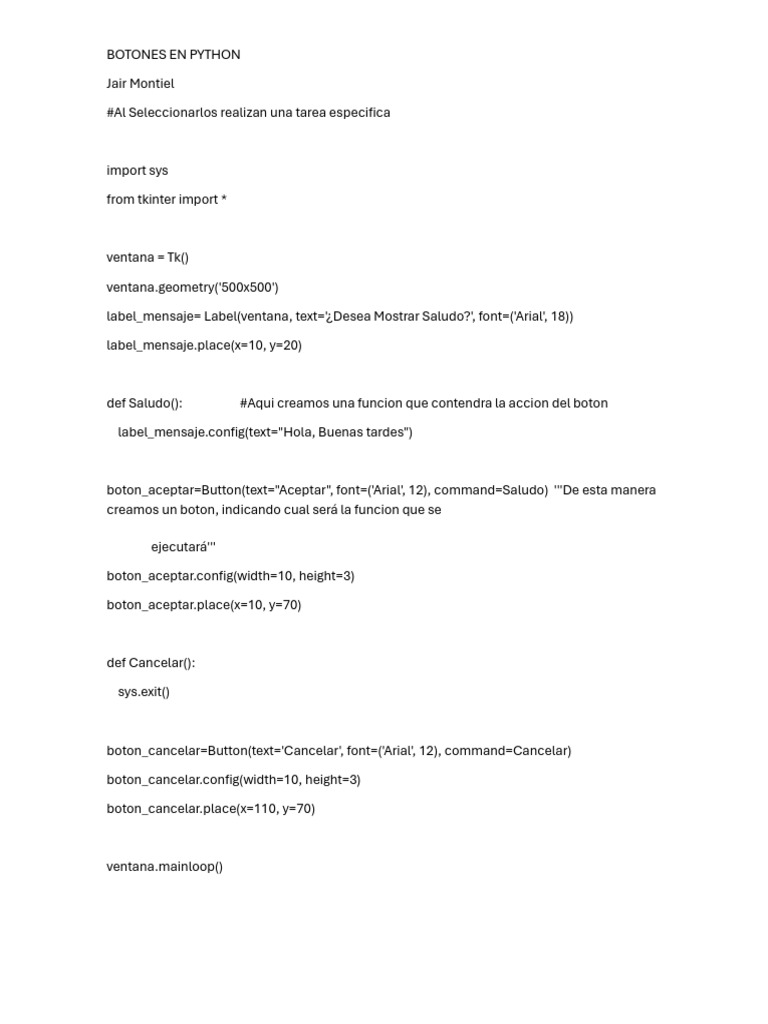 Botones en Python | PDF