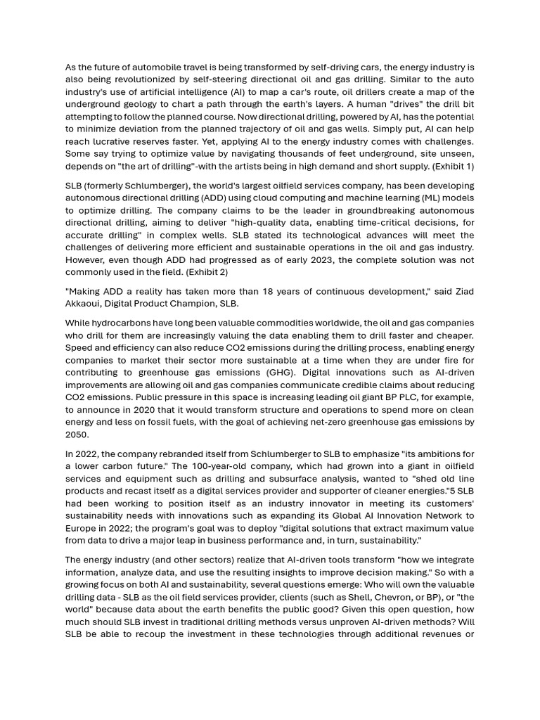 SLB Case StudySummary | PDF | Petroleum | Natural Gas