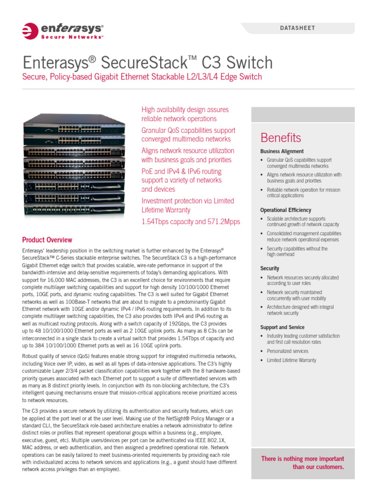 Enterasys Securestack C3 Switch: Benefits | Download Free PDF ...