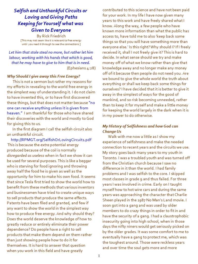 Free Energy: Selfish vs. Generous Paths | PDF | God | Jesus