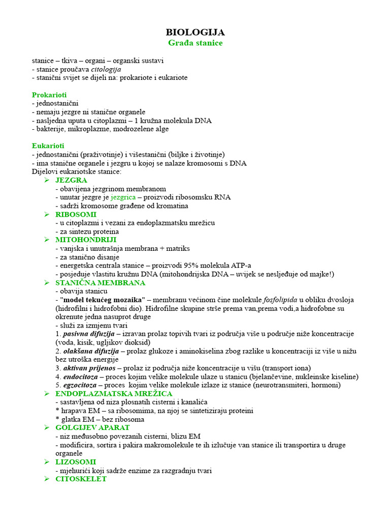 Biologija 1 - Skripta | PDF