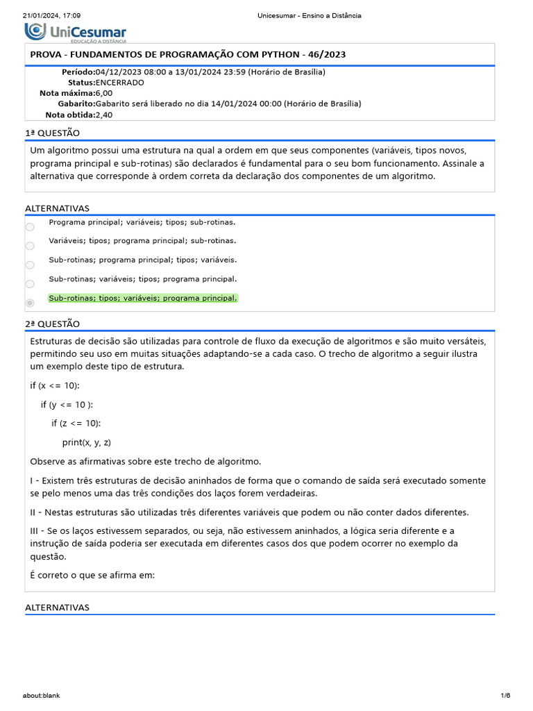 Atividade 2 Corrigida Pdf Algoritmos Engenharia Da Computação