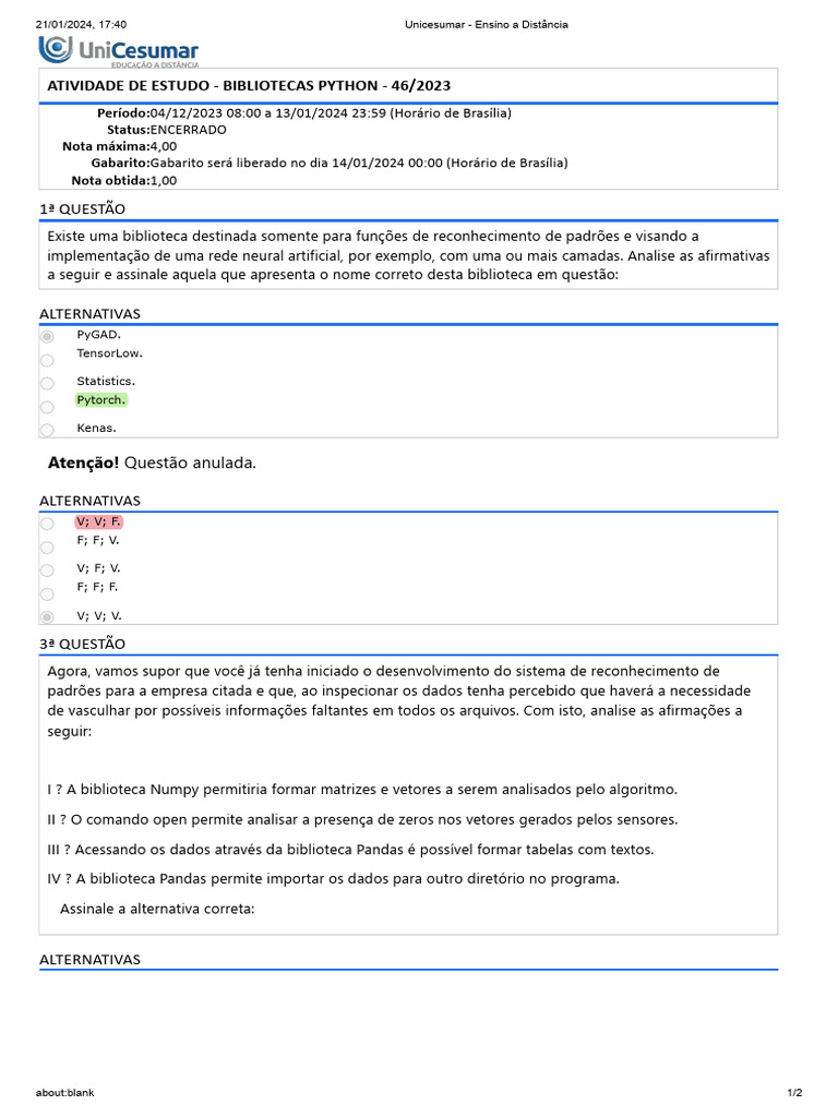 Atividade de Estudo: Bibliotecas Python | PDF | Biblioteca (informática) | Python (linguagem de ...