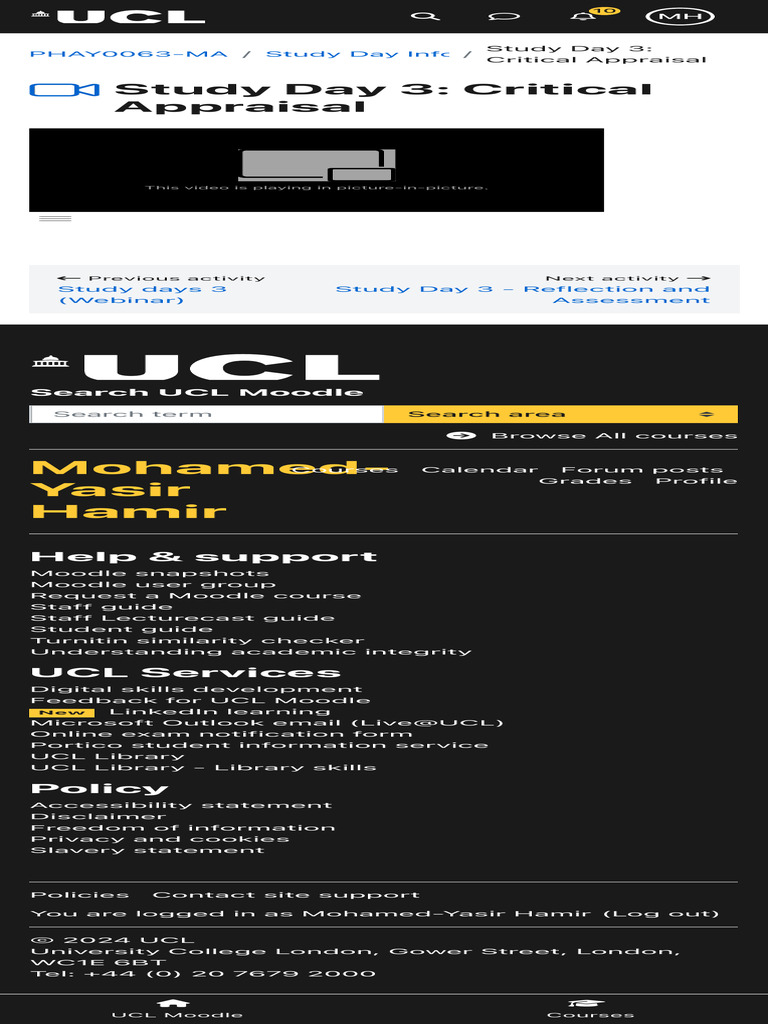 PHAY0063-MAR - 2024 Study Day 3 Critical Appraisal UCL Moodle | PDF