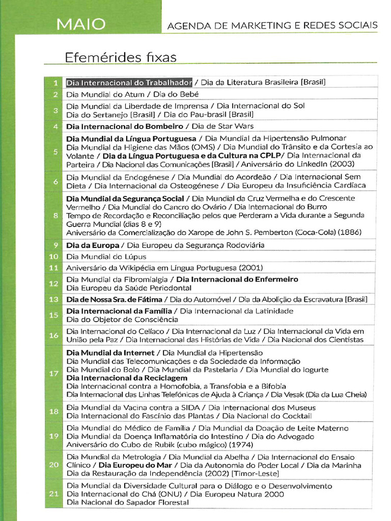 efemérides de maio-1 | PDF