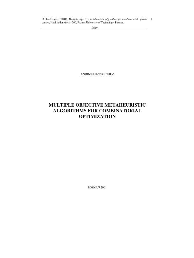 Multi Obj Comb Opt Meta Heu | PDF | Metaheuristic | Mathematical Optimization
