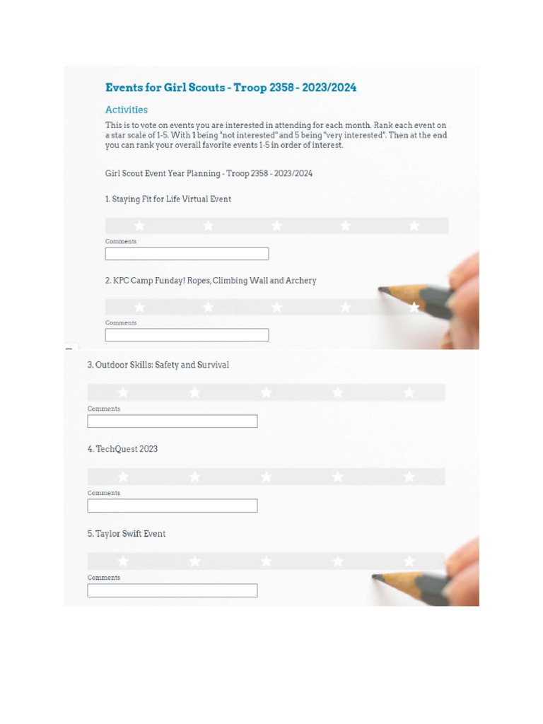 Girl Scout Activites Survey | PDF