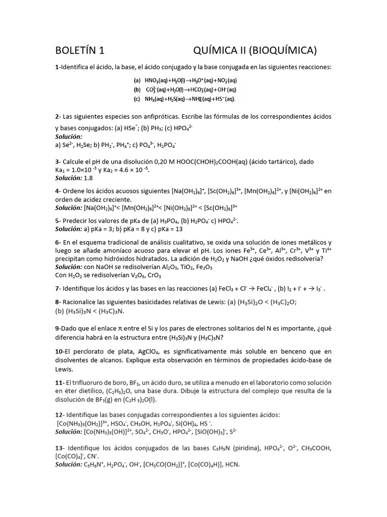 Ejercicios t2 | PDF | Ácido | Química Física