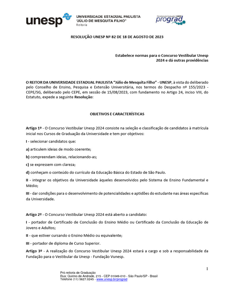 Edital Unesp 2024 | PDF