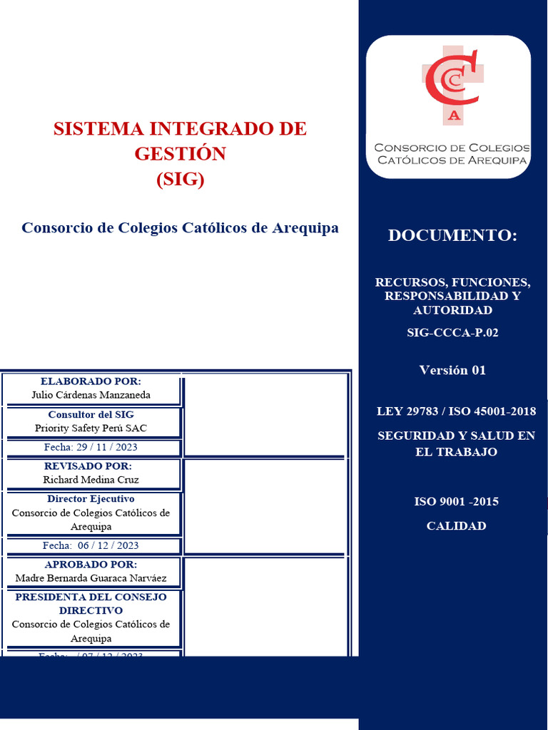 Sgsst-Ccca-P.02 Recursos, Funciones, Responsabilidad | PDF | Gestión de recursos humanos ...
