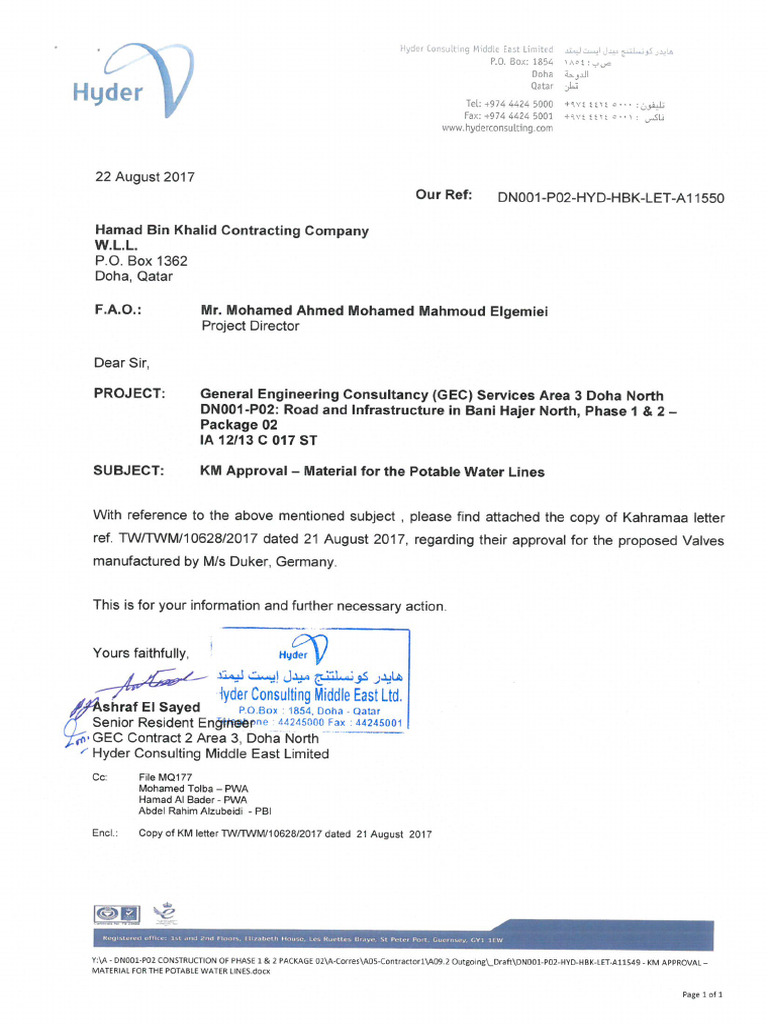 DN001-P02-HYD-HBK-LET-A11550 Duker Pipe | PDF