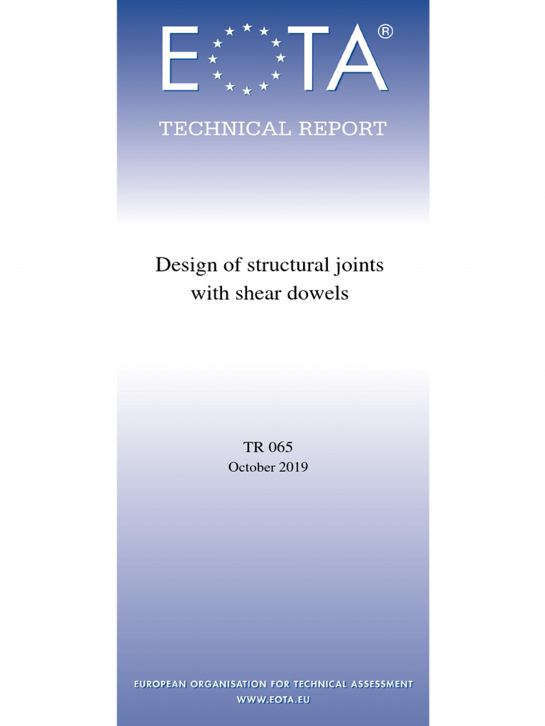 Eota TR 065 Design of Structural Joints With Shear Dowels 2019 10 | PDF ...