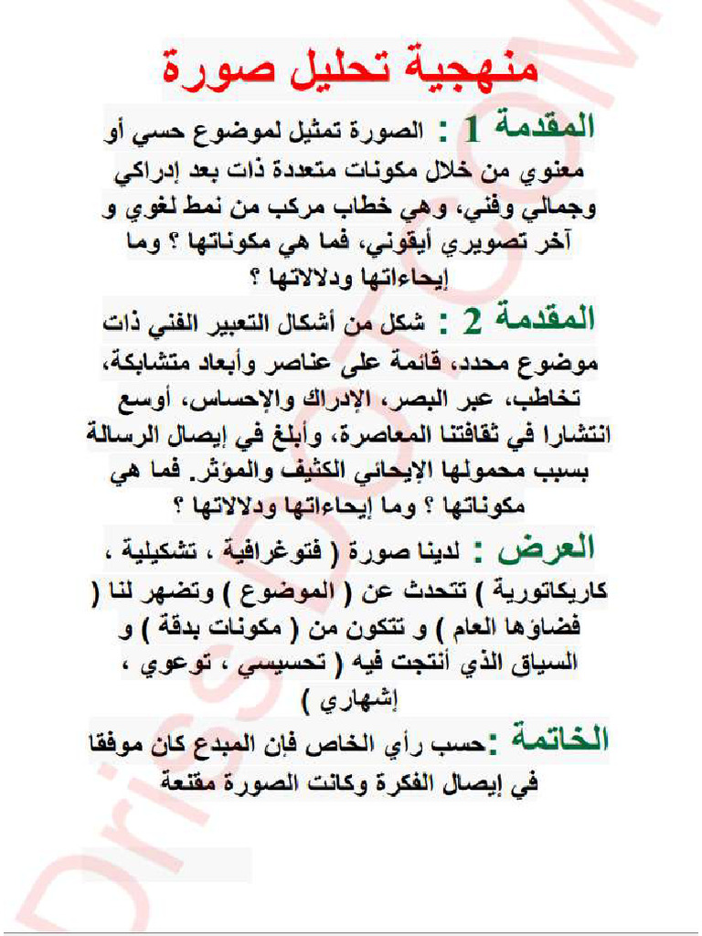 منهجية تحليل صورة '' Driss Dotcom '' | PDF