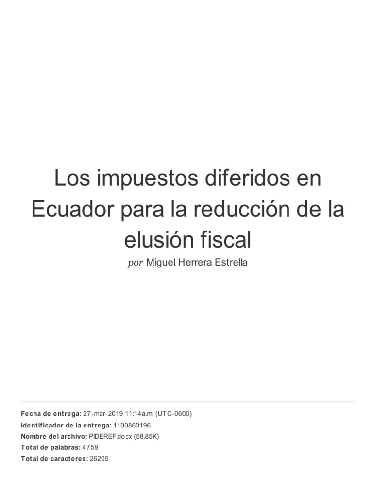 Impuestos Diferidos y Elusión Fiscal en Ecuador | PDF | Impuestos