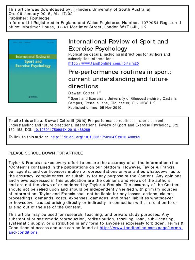 Pre-Performance Routines in Sport Analysis | PDF | Psychology