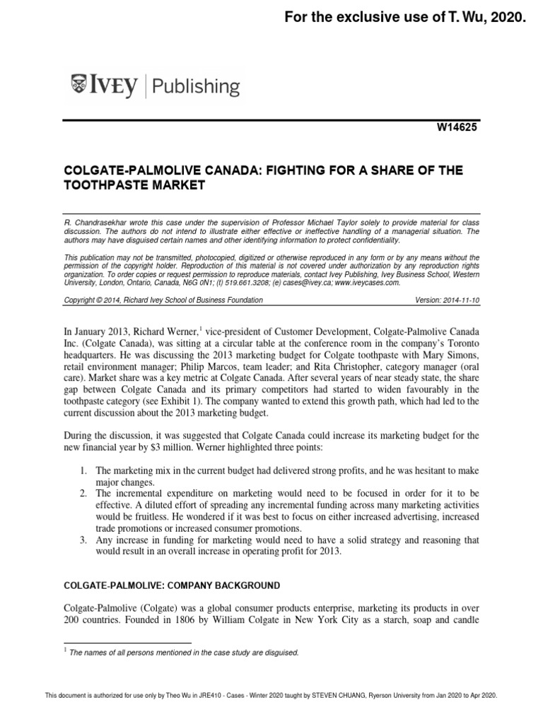 Colgate-Palmolive Case | PDF | Oral Hygiene | Retail