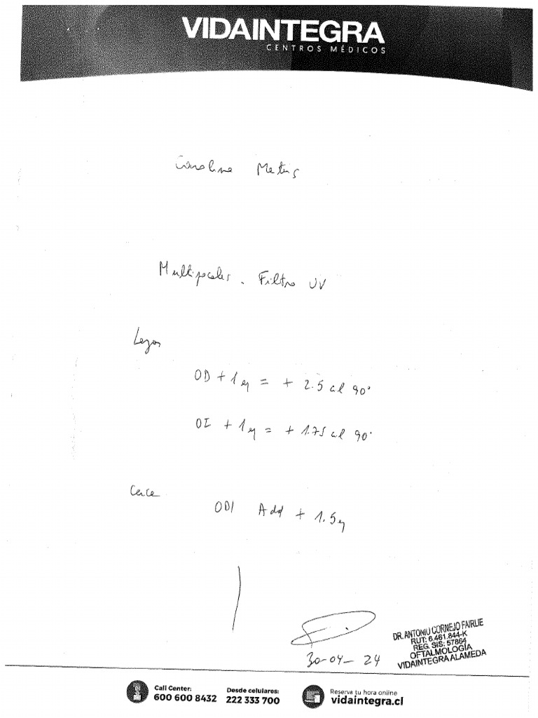 Receta Oftalmólogo 30-04-24 | PDF
